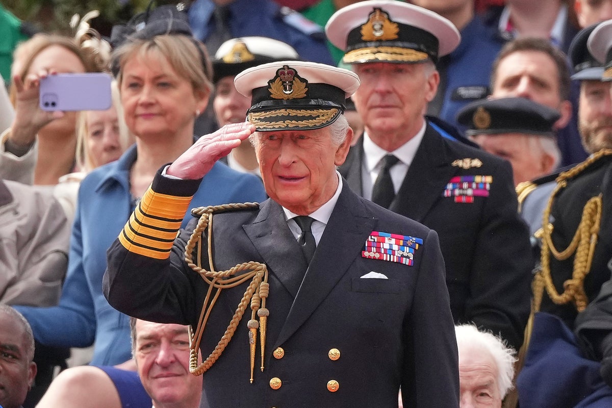 VE Day: King follows in grandfather’s footsteps by not wearing medals