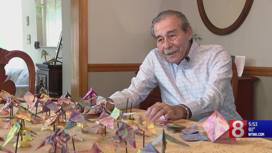 Grandfather makes thousands of origami cranes for cancer patients