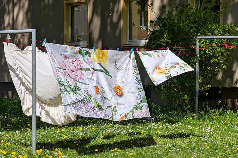 The 'proper' method to hang laundry on the line to make clothes and ...