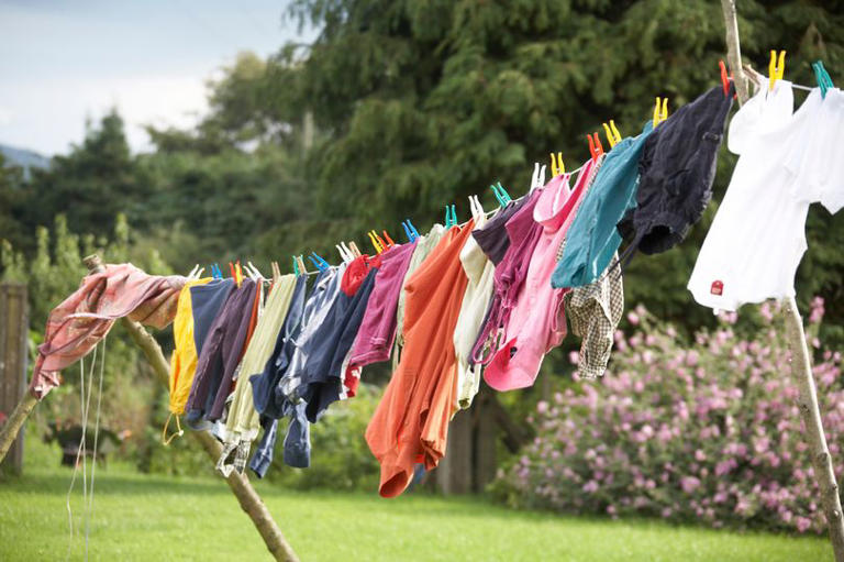The 'proper' method to hang laundry on the line to make clothes and ...