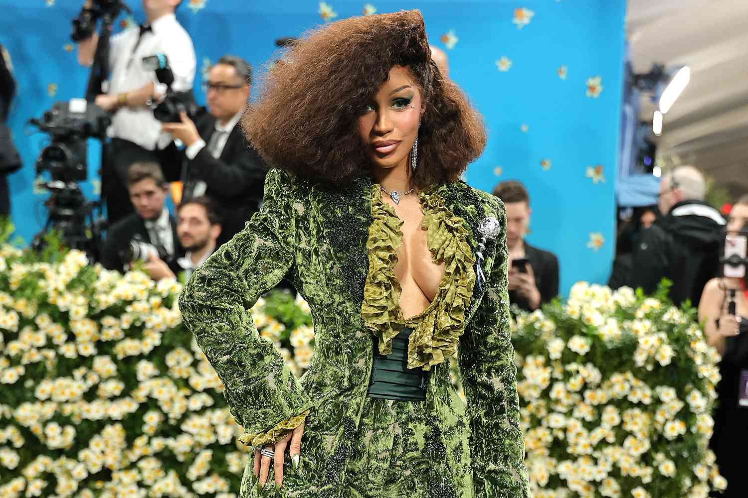 Cardi B Goes Green in a Burberry Suit for the 2025 Met Gala