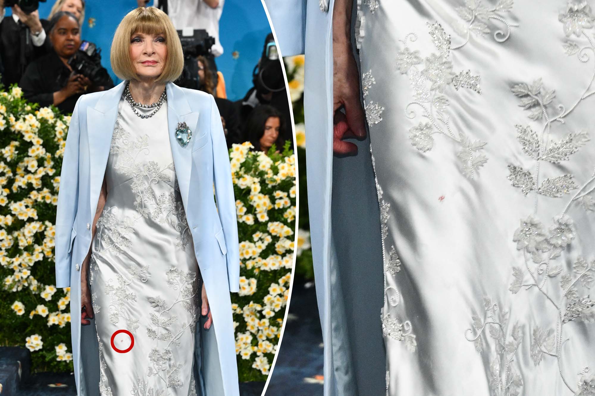 Eagle-eyed fans spot mystery stain on Anna Wintour’s custom Met Gala gown