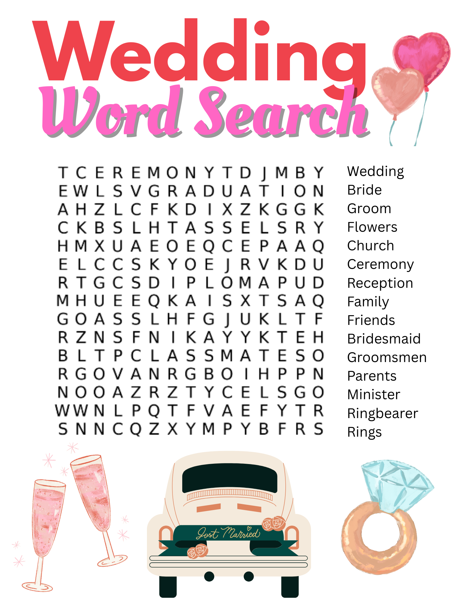 Free Printable Wedding Word Search