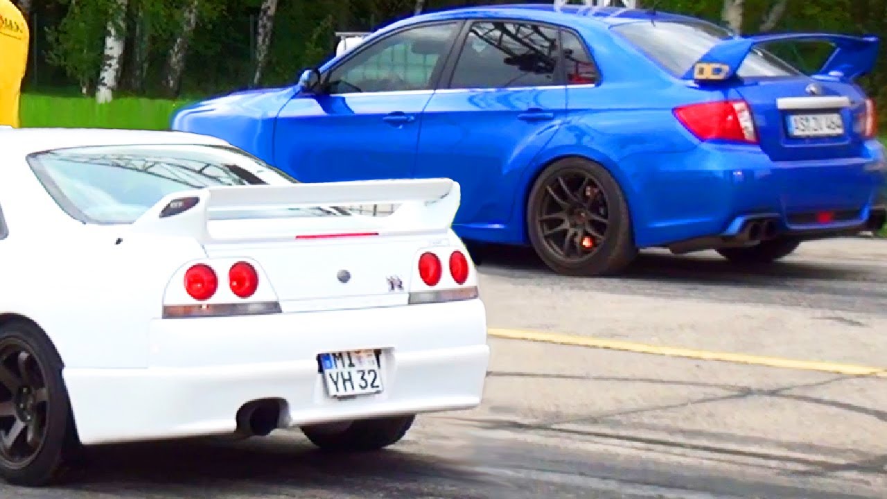 Subaru WRX STI 2013 vs Nissan GTR R33 – 1/4 Mile Drag Race Acceleration 💨