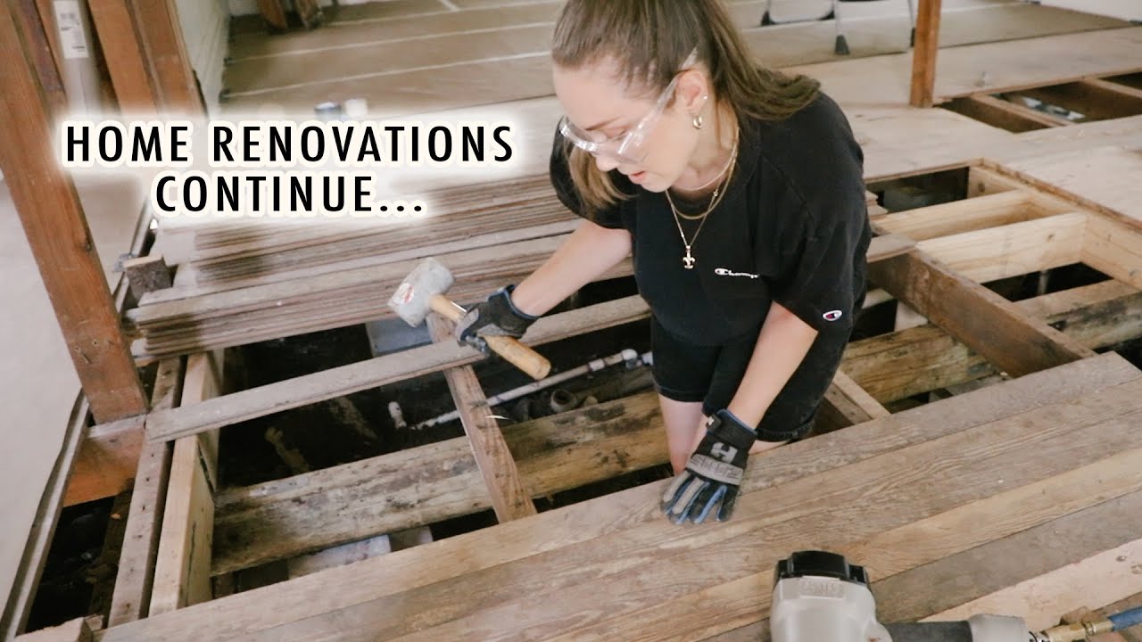Installing Salvaged Floors and Prep for Building Project