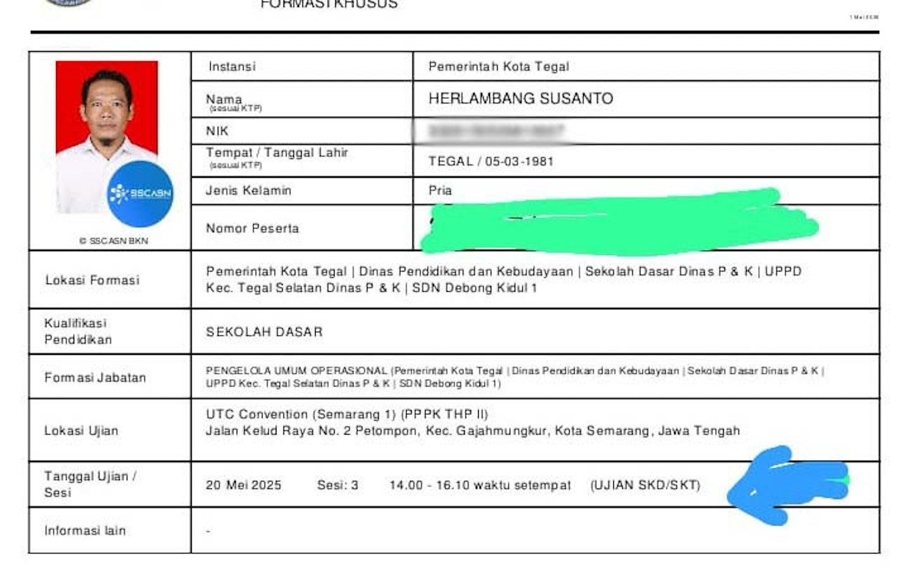 Tampilan Kartu Ujian PPPK Tahap 2 Terbaru Lebih Lengkap