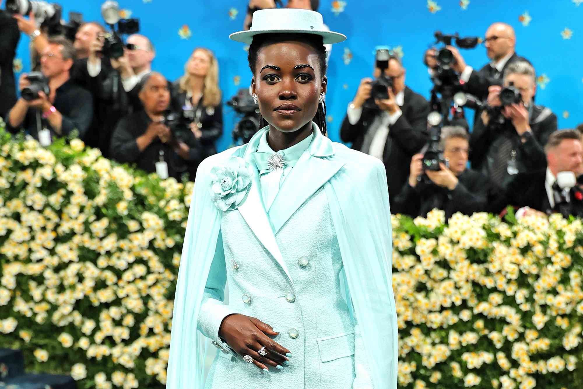 Lupita Nyong'o Accessorized Her Pastel Green Power Suit with Bedazzled ...