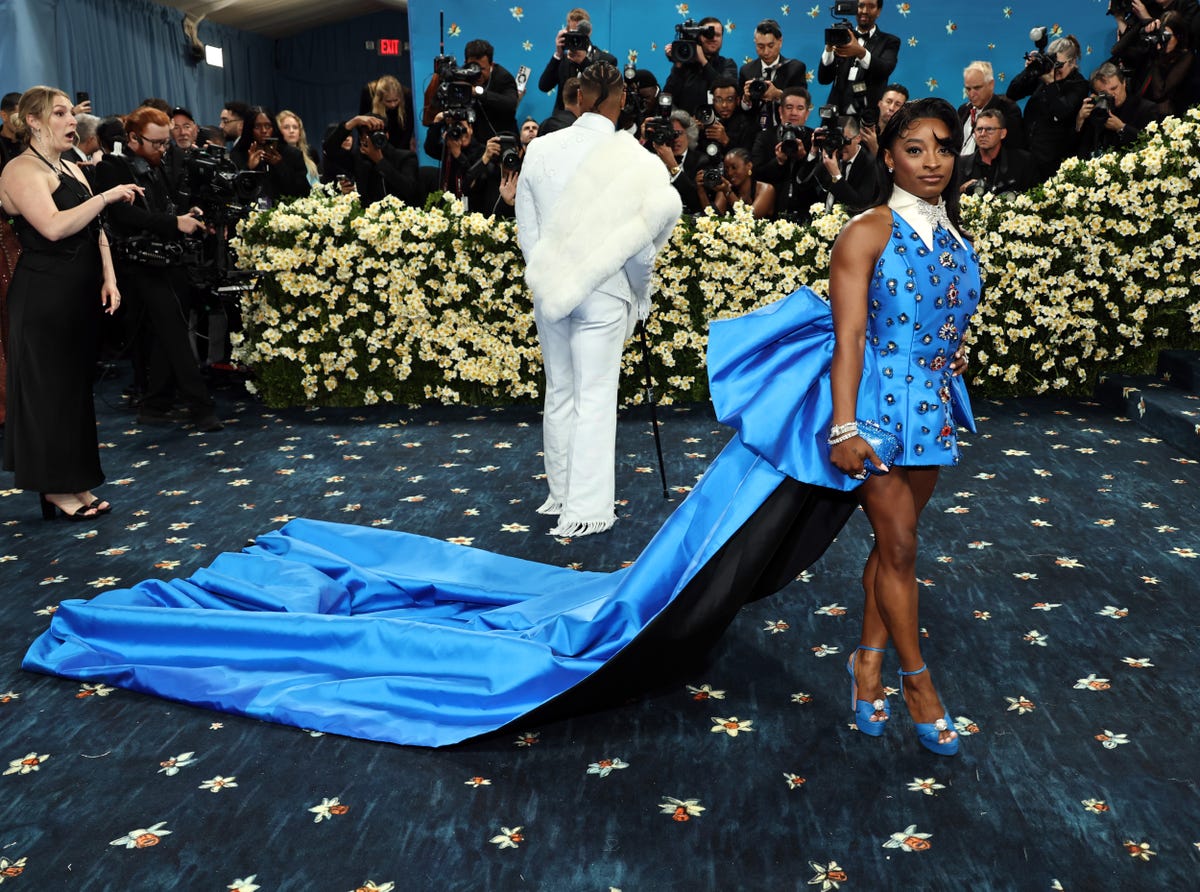 Simone Biles Is Perfection in an Electric Blue Mini Dress at the 2025 ...