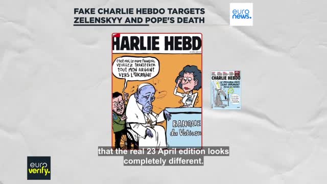 Fake Charlie Hebdo cover shows Zelenskyy exploiting Pope’s death for cash