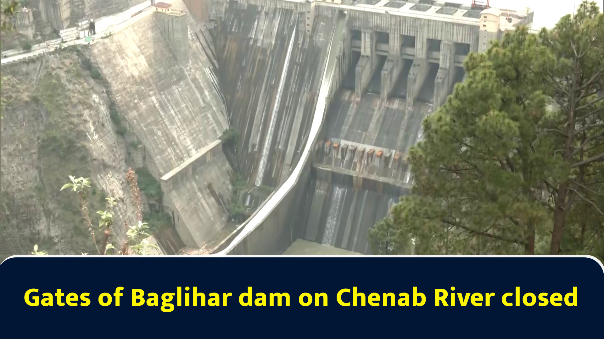 Gates of Baglihar dam on Chenab River closed