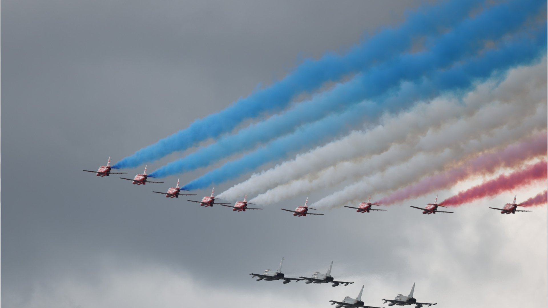 Red Arrows Join VE Day 80 Procession And Flypast In London