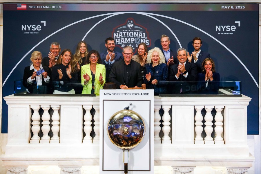 UConn’s Geno Auriemma rings opening bell at New York Stock Exchange