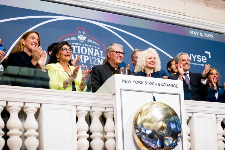 UConn’s Geno Auriemma rings opening bell at New York Stock Exchange
