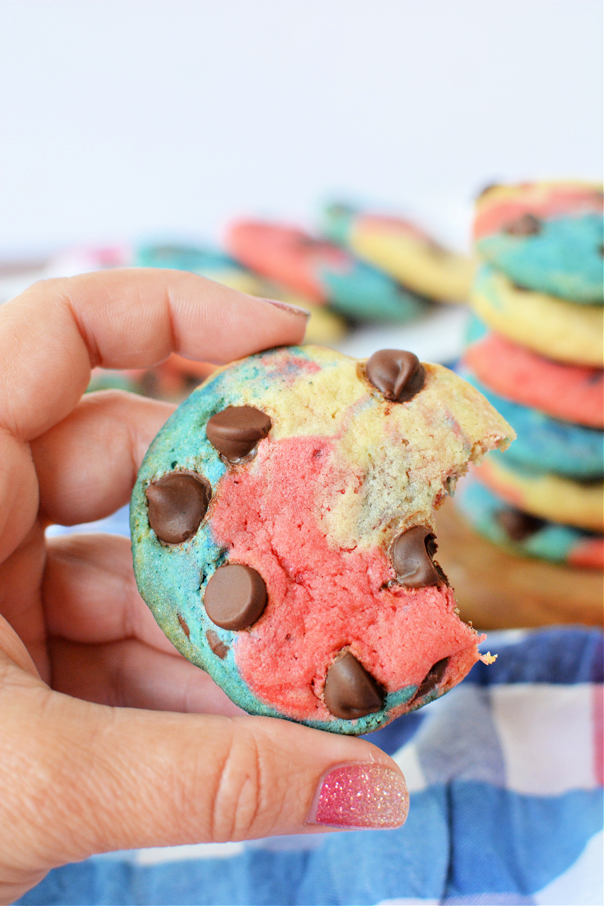 Red White and Blue Chocolate Chip Cookies for Patriotic Parties