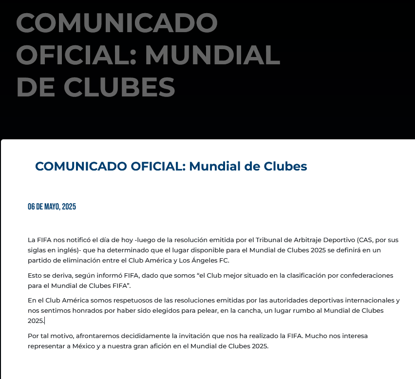 ¡FIFA lo hace oficial! América jugará contra LAFC por el último boleto ...