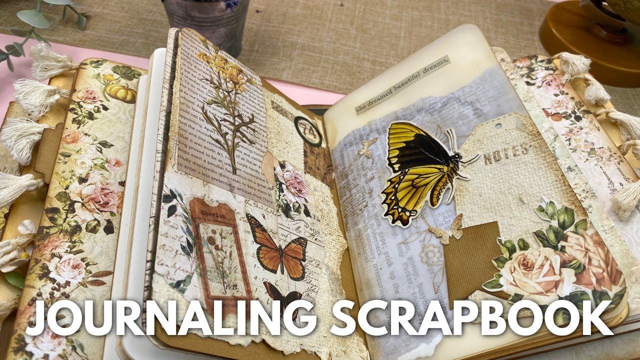 JOURNALING SCRAPBOOK - ASMR Journaling in my handmade 'junk' journal