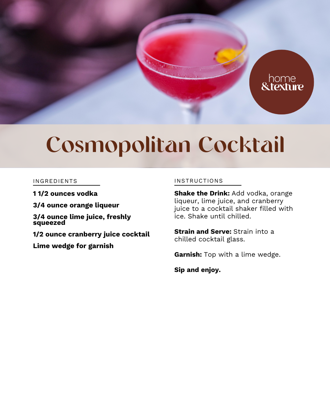 Cosmopolitan Cocktail Recipe