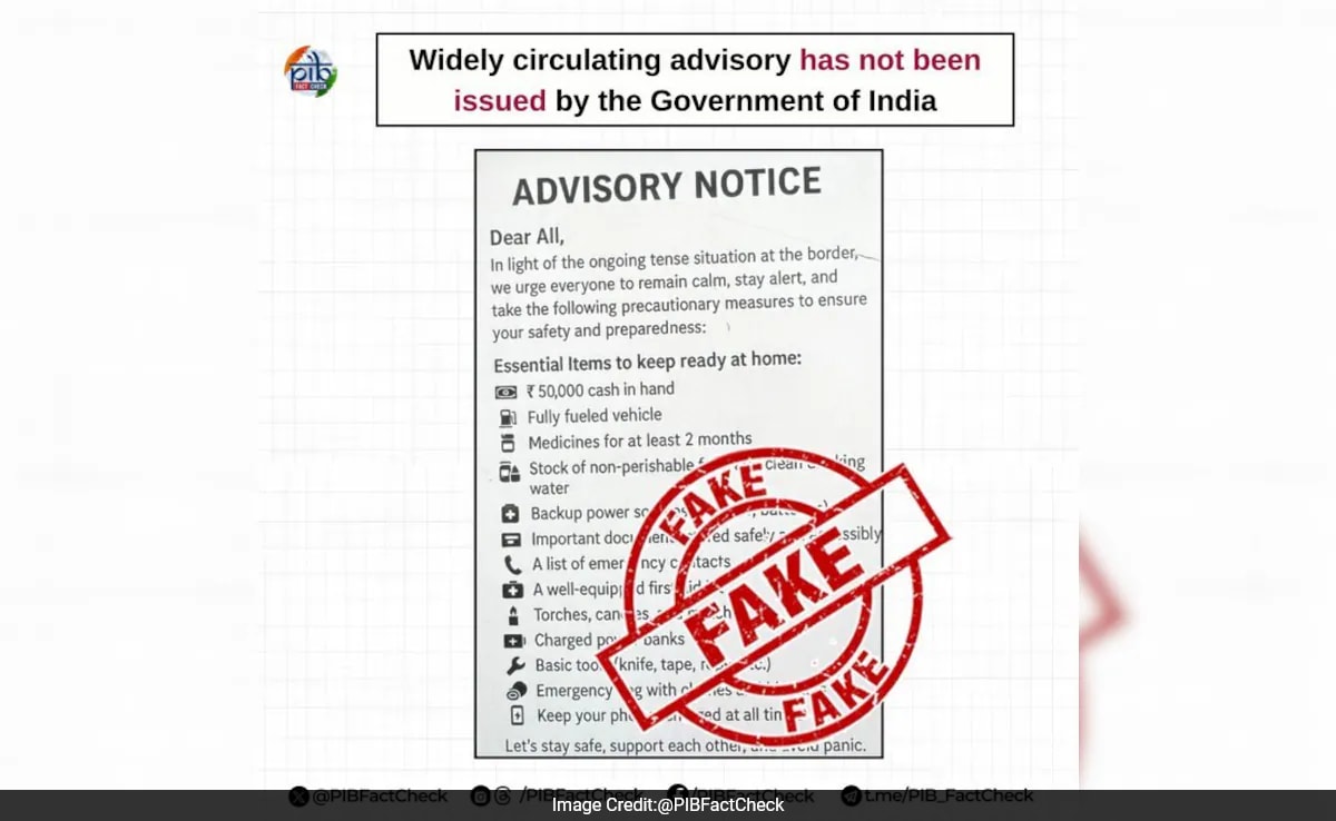 Government Flags Fake Advisory After 'Operation Sindoor',Urges Caution