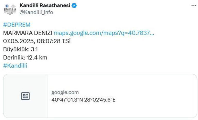 SON DAKİKA DEPREM HABERİ: İstanbul'da deprem mi oldu? İşte 7 Mayıs son ...