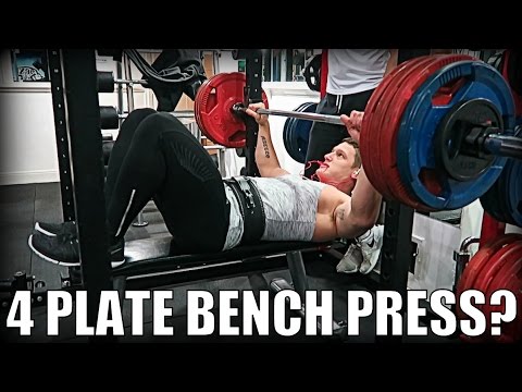 Bench press PR! The race to a 4 plate bench press
