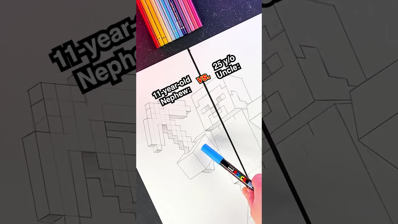 11-Year-Old vs. Uncle: Epic Minecraft Steve Drawing Challenge!
