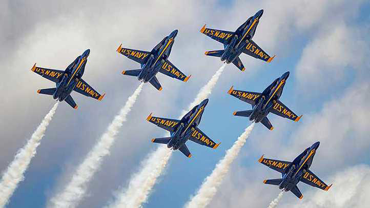 US Navy Blue Angels fly over Harrisburg International Airport ahead of ...