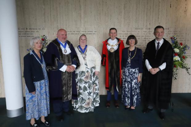 Friends and family of Southend's new mayor watch as he dons chains of ...