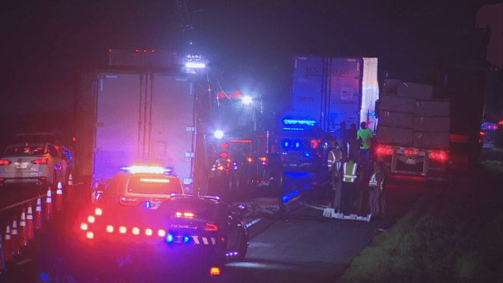 FHP: Pile-up on I-10 in Escambia County caused by semi rear-end collision