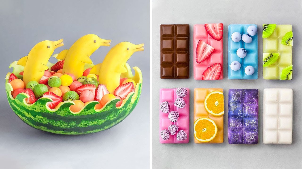 How to Make a Watermelon Dolphin Fruit Bowl & DIY Chocolate Bars 🍉🍫 ...