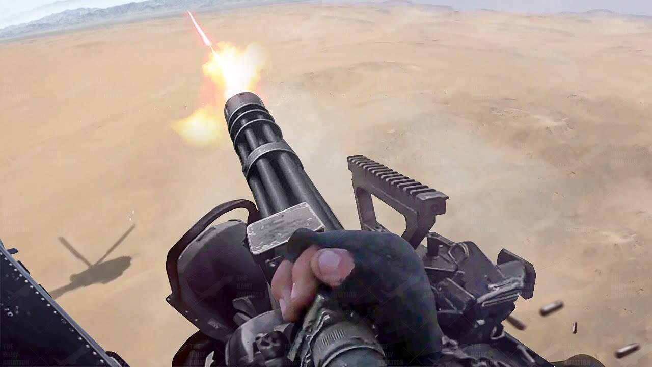 US Marine Helicopter Door Gunners Unleash Barrage of Bullets