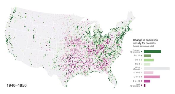 Incredible map shows stark impact on US population after WW2