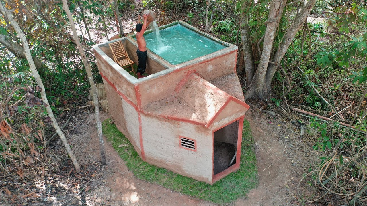 How Two Men Build Swimming Pool on this Jungle House