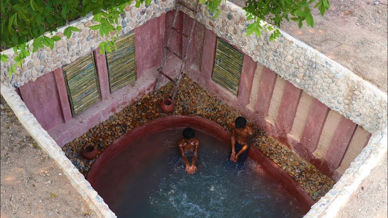 Building a Hidden Underground House and Pool by Hand