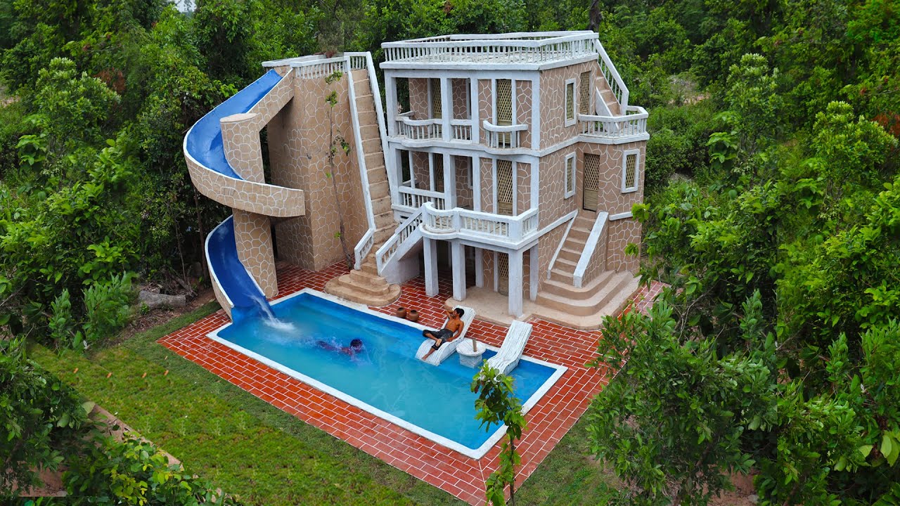 Building a jungle waterslide into a hidden underground pool complex