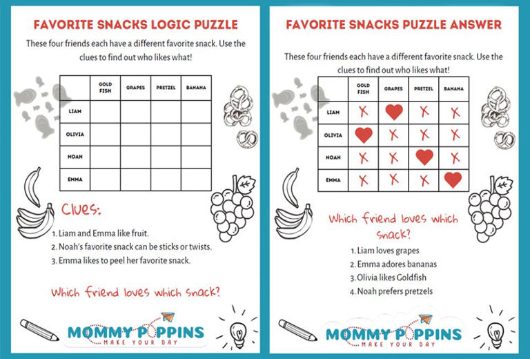 10 Fun Logic Puzzles and Games for Kids, With Answers [FREE, PRINTABLE]
