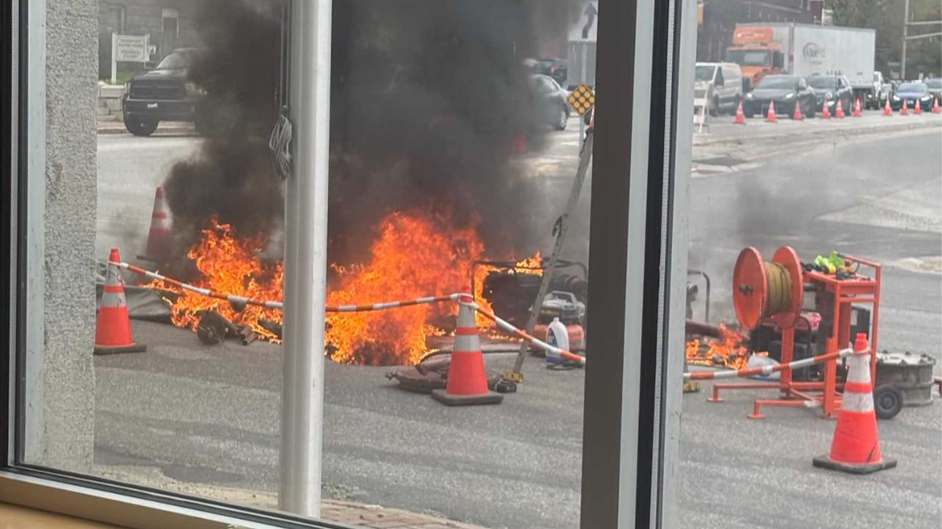 Worker burned by fire at road construction site in Auburn