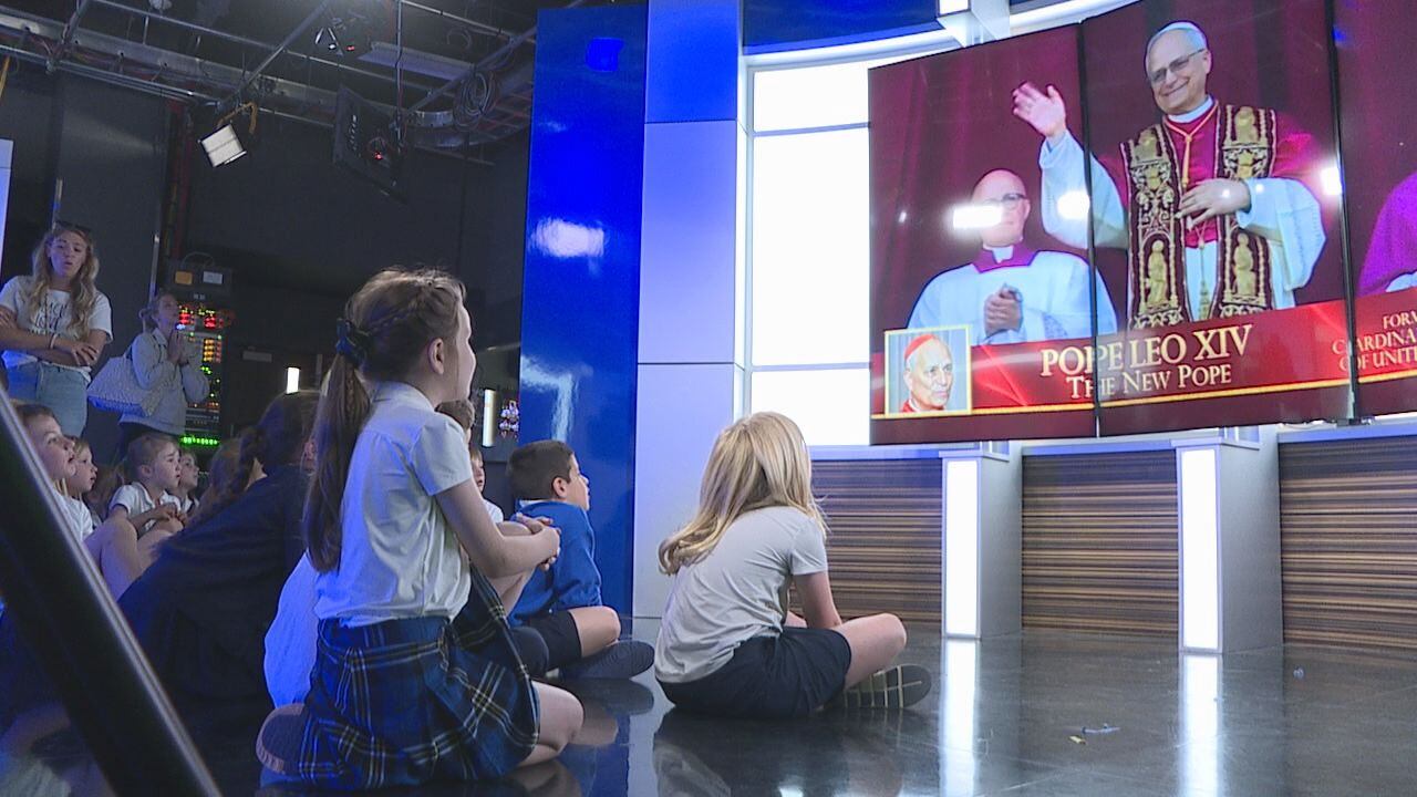 St. Mary Elementary students watch new pope announcement in Dakota News Now studio
