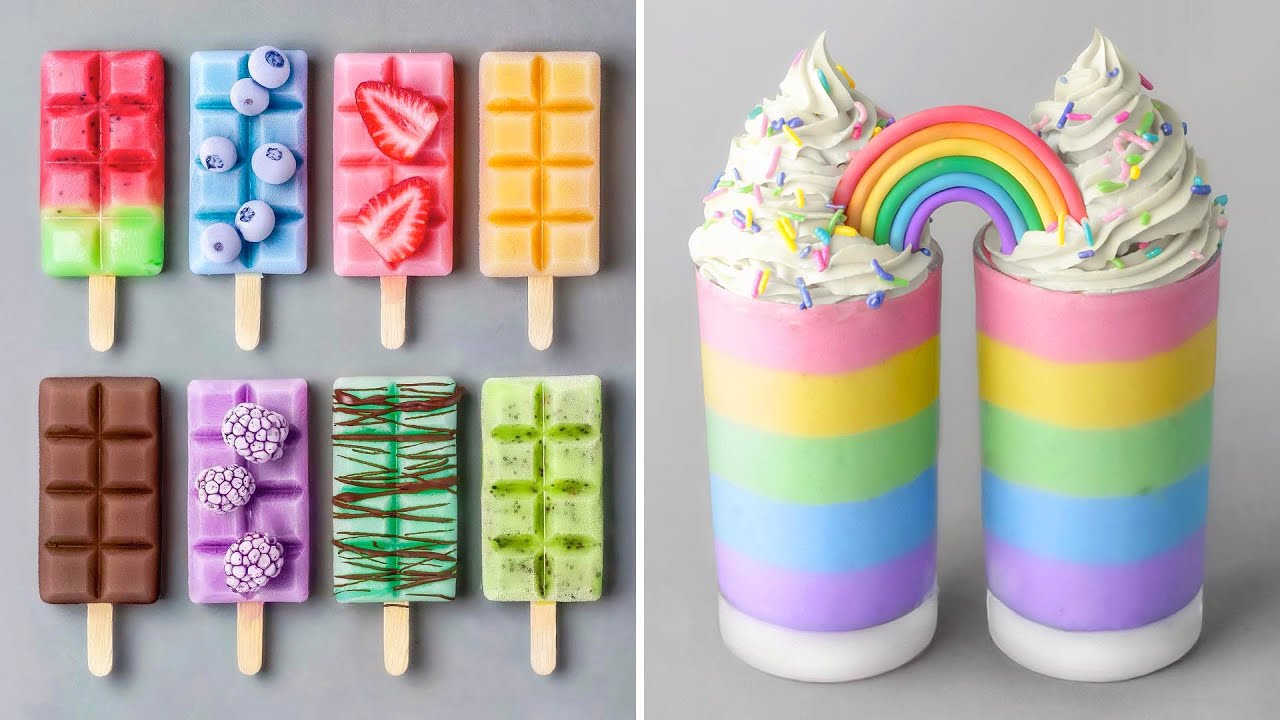 Rainbow Popsicles & Colorful Milkshakes 🌈🍭 | Fun Frozen Dessert Ideas ...
