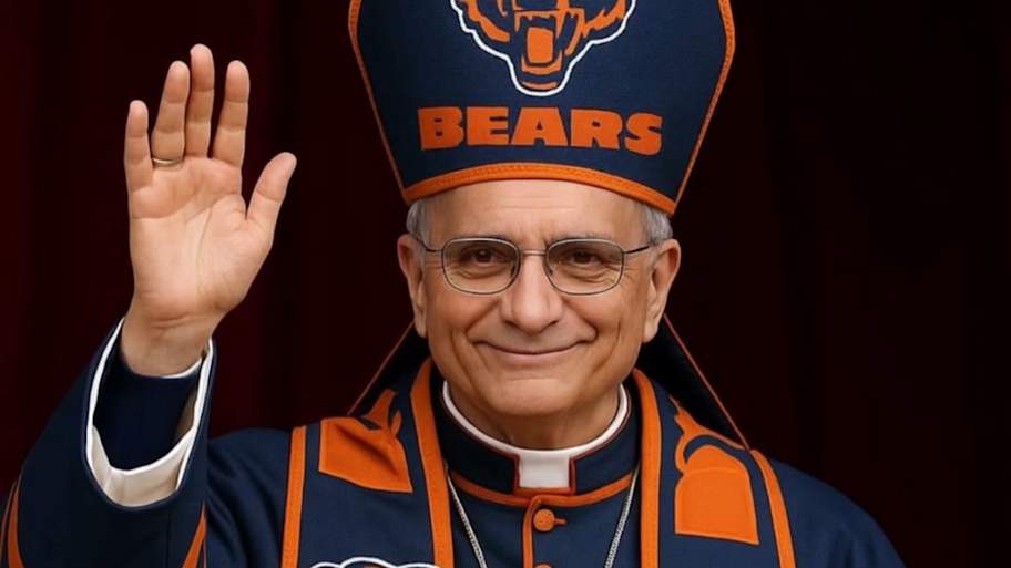 Caleb Williams has one-word reaction to Pope Leo in Bears gear
