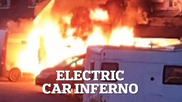 Electric car bursts into flames and engulfs £550,000 family home