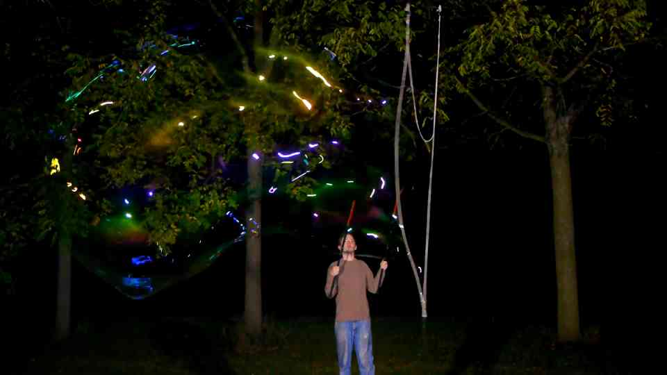 Giant Soap Bubbles at Night - Unearthly Colors