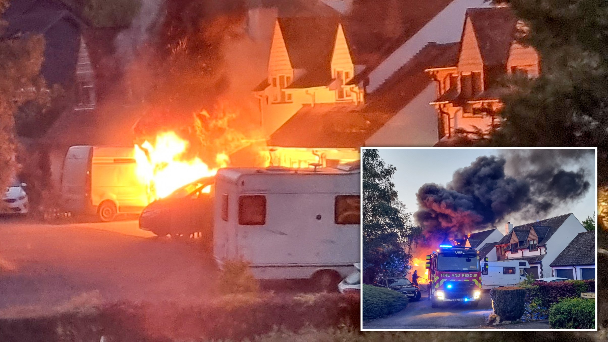Electric car bursts into flames on driveway and destroys £550,000 ...