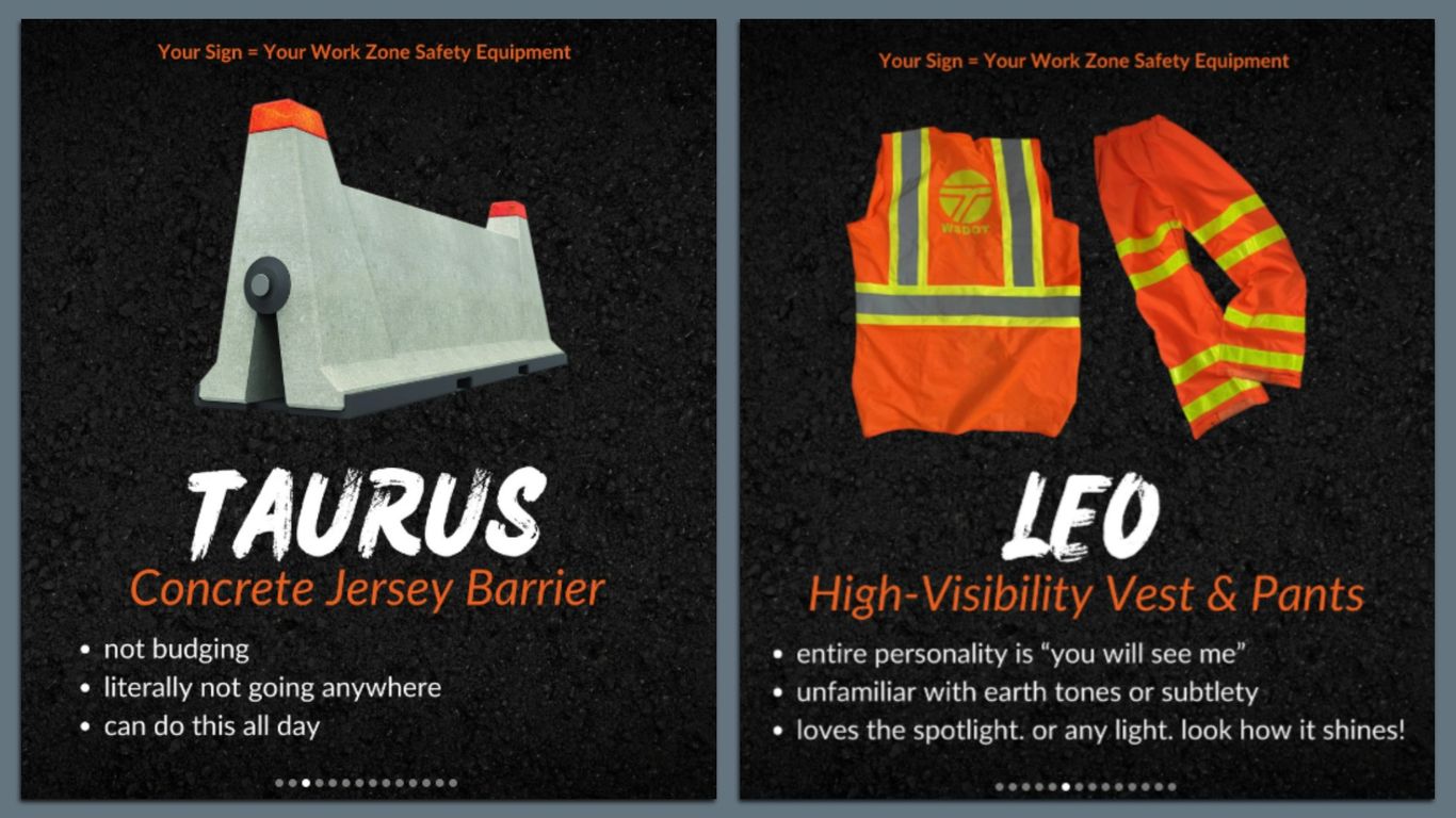 WSDOT matched every zodiac sign to a traffic tool, and it's oddly accurate