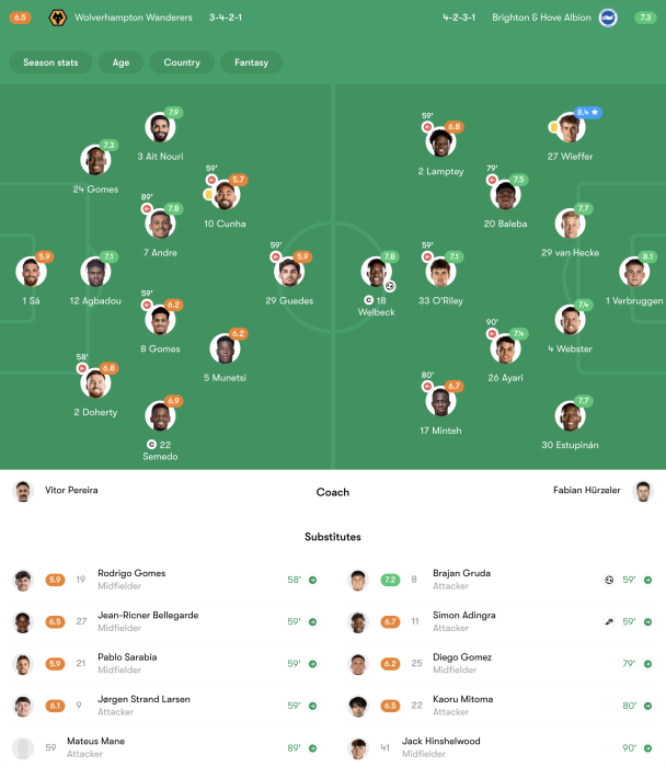 Wolves 0-2 Brighton: Seagulls keep pace in European race