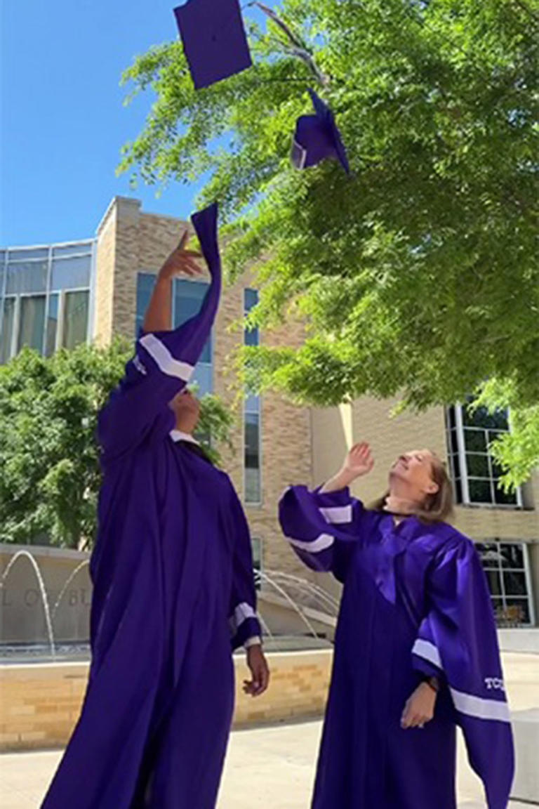 Mom and son — donning matching sneakers — graduate from TCU together ...