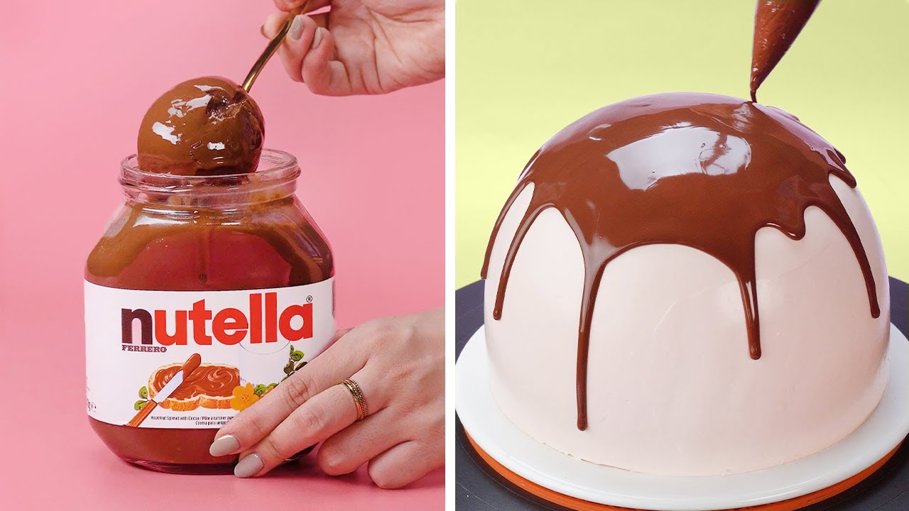 Nutella Cake Drip Tutorial 🍫 | Satisfying Chocolate Dessert Decoration ...