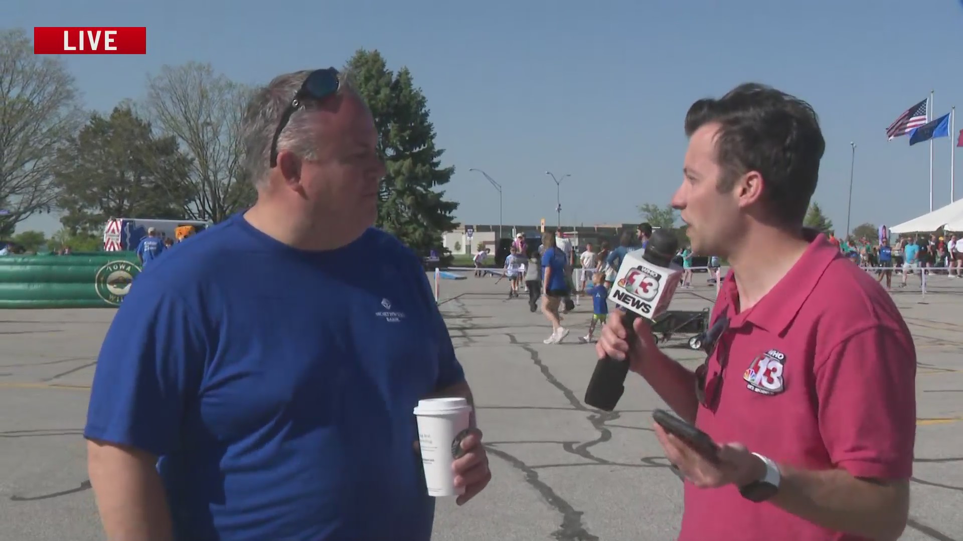 Gabe Prough talks with a sponsor representative at the T1D walk