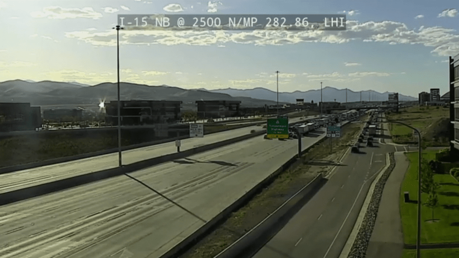Interstate 15 temporarily shutdown near Timpanogos Highway in Lehi