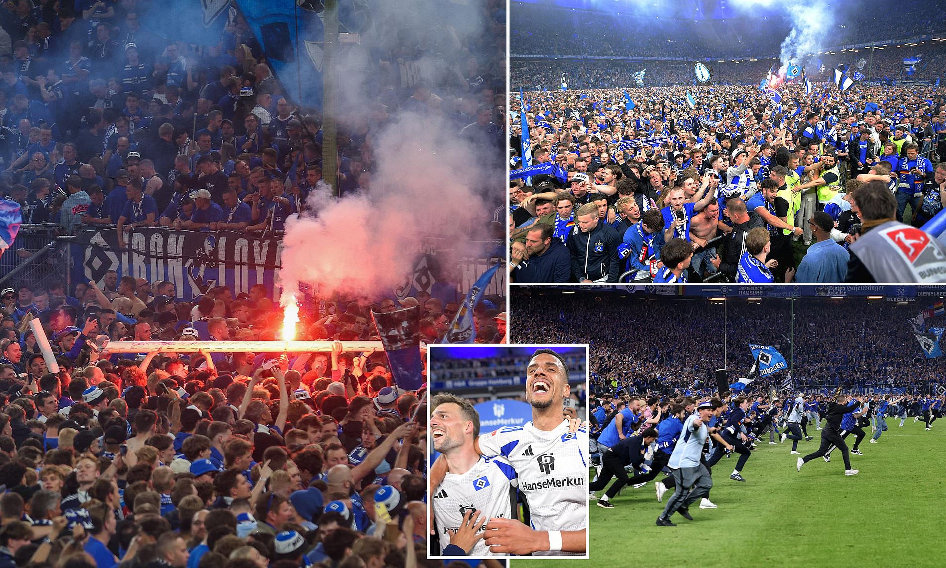German fans STORM field in mass pitch-invasion with 'at least 25 ...