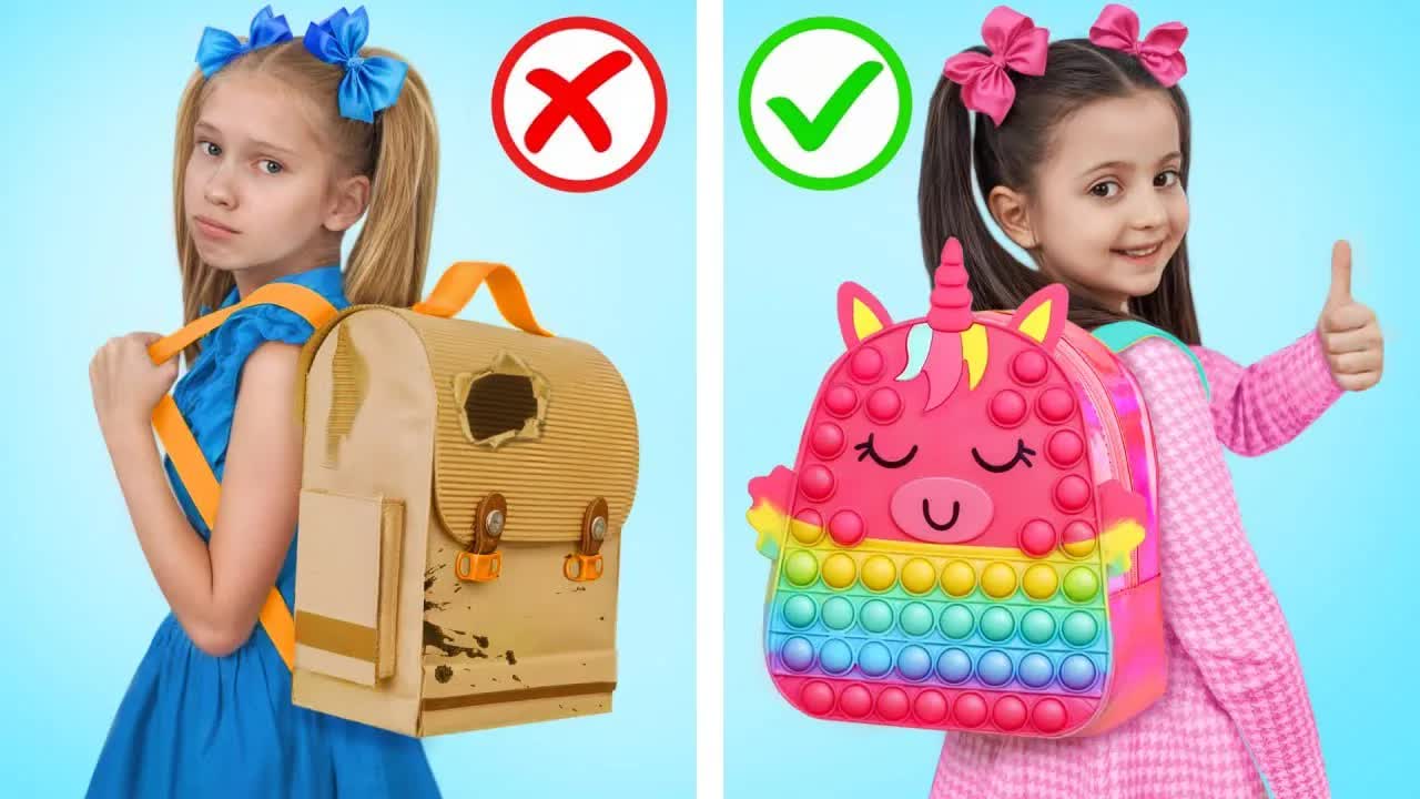 Matching school backpacks story for best friends